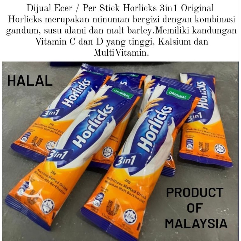 Jual ECER HORLICKS ORIGINAL 3IN1 HORLICK SACHET HOLIK MALAYSIA HALAL ...
