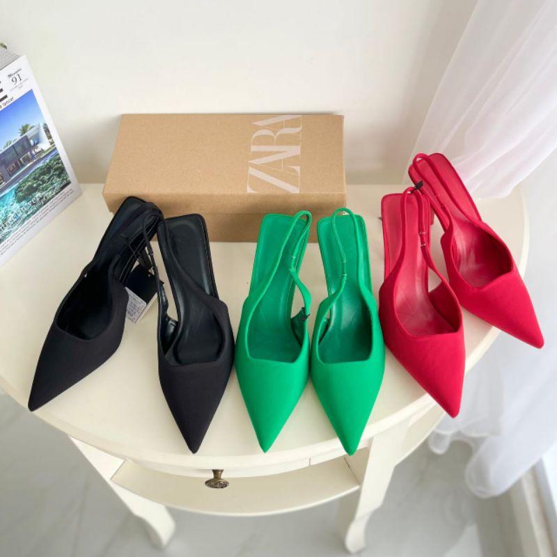 Jual PROMO SALE Sepatu Sandal Zara Shoes Heels 6 cm Pink Hitam hijau ...