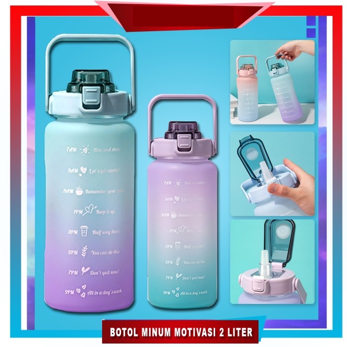 Jual Botol Minum Motivasi dengan Penanda Waktu Kapasitas Besar - BP001 ...
