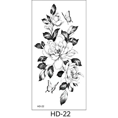 Jual 1 Lembar Temporary Tattoo Sticker Motif Bunga Fresh Waterproof ...