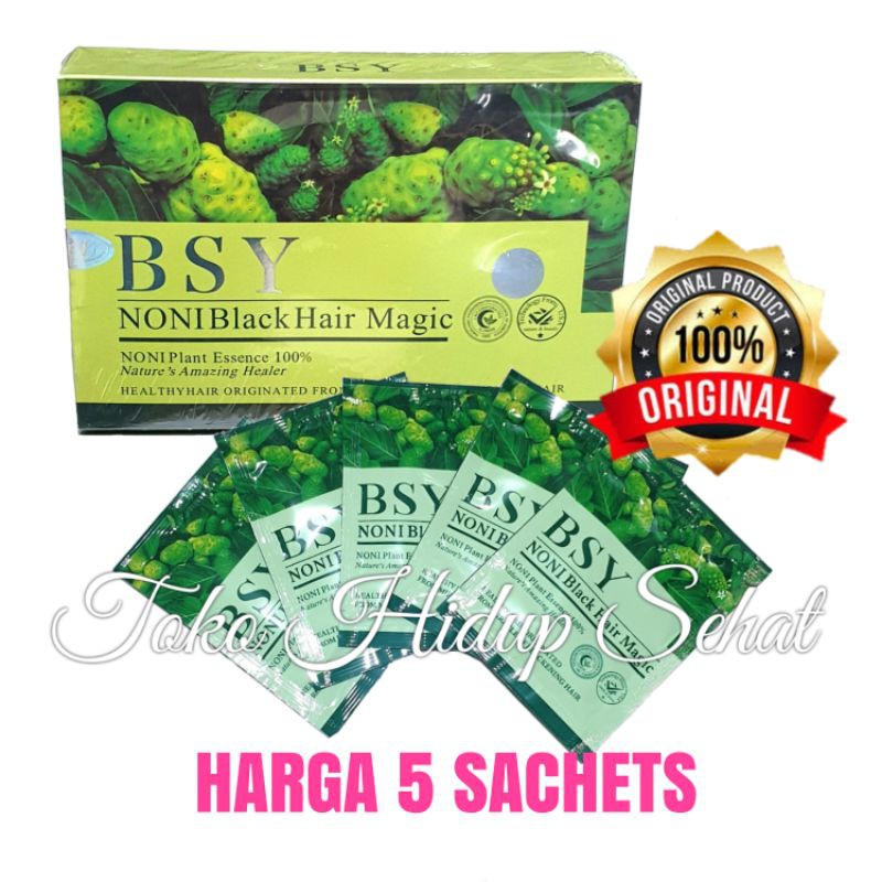 Jual Shampoo BSY Noni Black Hair Magic Cat Rambut Hitam 5 sachet ...
