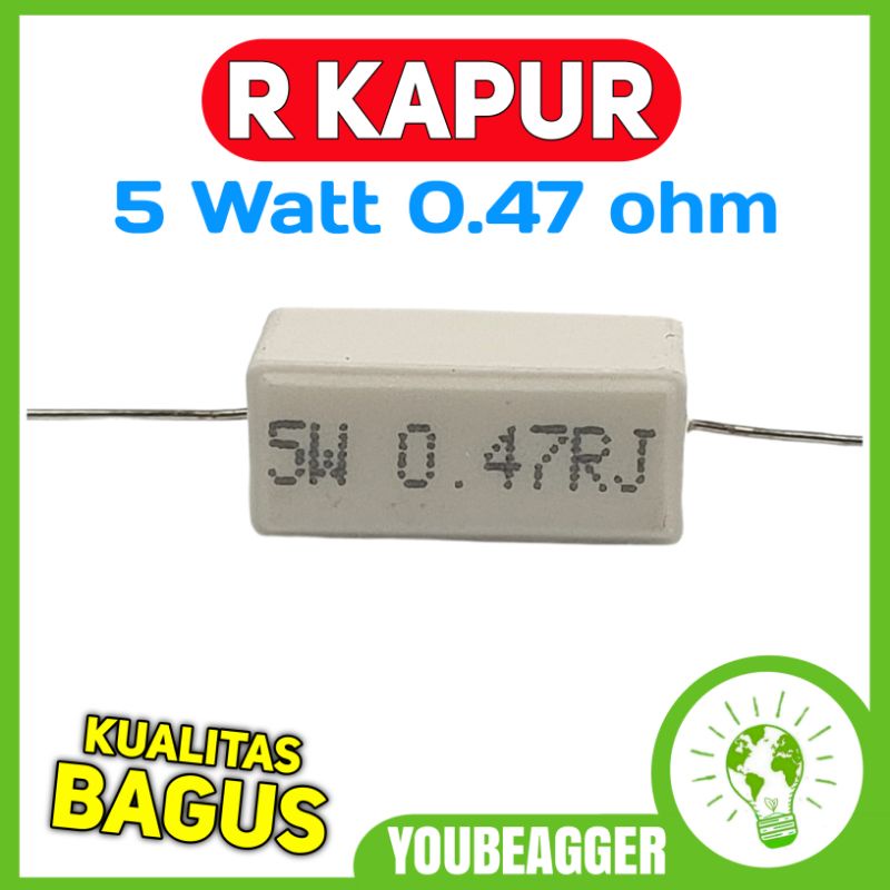 Jual Resistor kapur 5W 0.47RJ Resistor 5 watt 0.47 ohm | Shopee Indonesia
