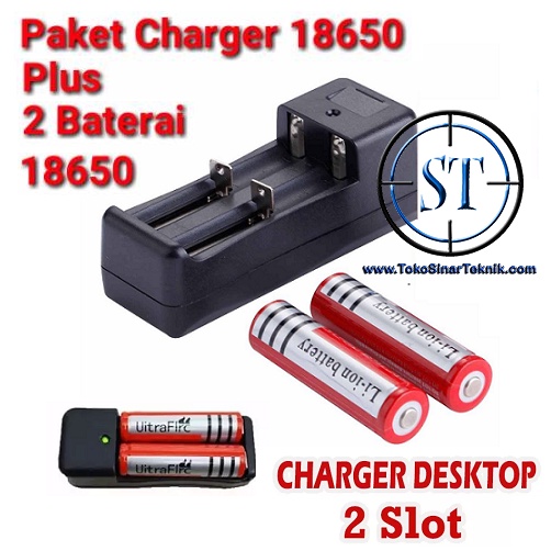Jual Charger 2 Dual Slot Batere Batrai Baterai 18650 16340 26650 14500 ...