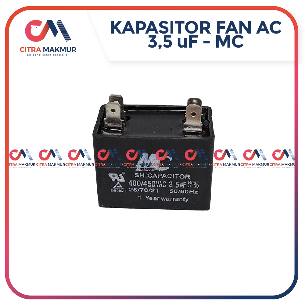 Jual Kapasitor Fan AC 3.5 uf merk MC Kaki 4 Capasitor mikro Kipas Outdoor Mesin Air conditioner ...
