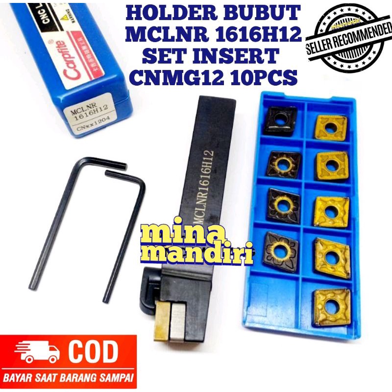 Jual Holder Bubut luar Pahat Bubut MCLCR 1616H12 Set insert carbide CNMG12 10pcs | Shopee Indonesia
