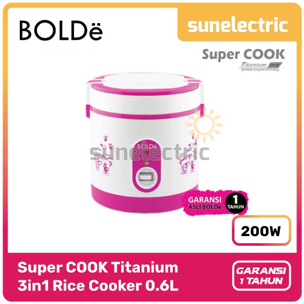 Jual BOLDe Rice Cooker Kecil Super Cook Titanium Eco 0.6 Liter 200 Watt ...