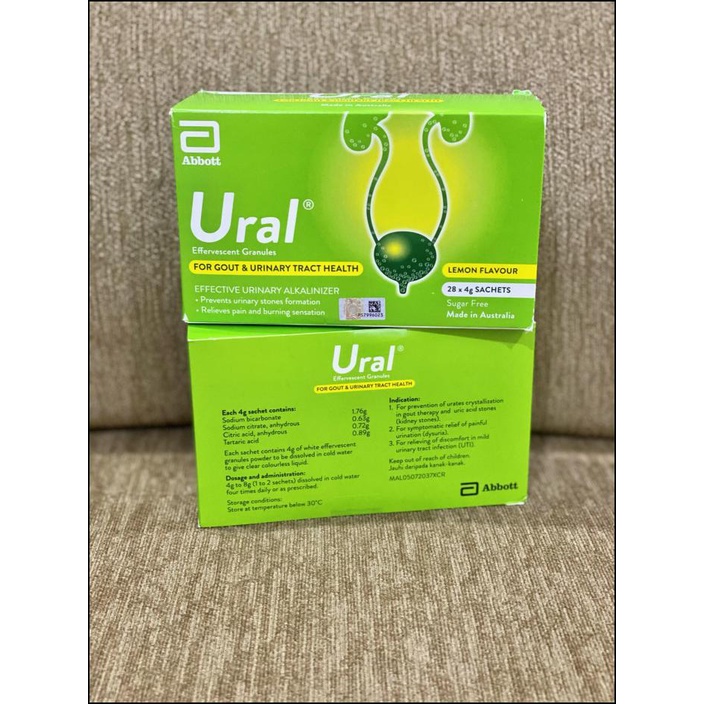 Jual URAL EFFERVESCENT GRANULES URAL ABBOTT 28X4G SACHETS | Shopee ...