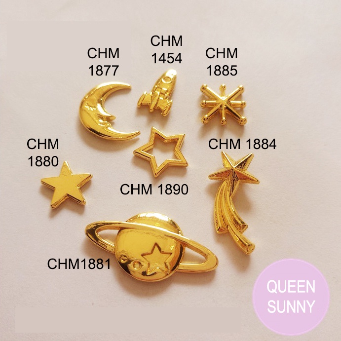 Jual MURAH Manik Metal Topping 3D Bintang Bulan Planet Hiasan Kuku Nail ...