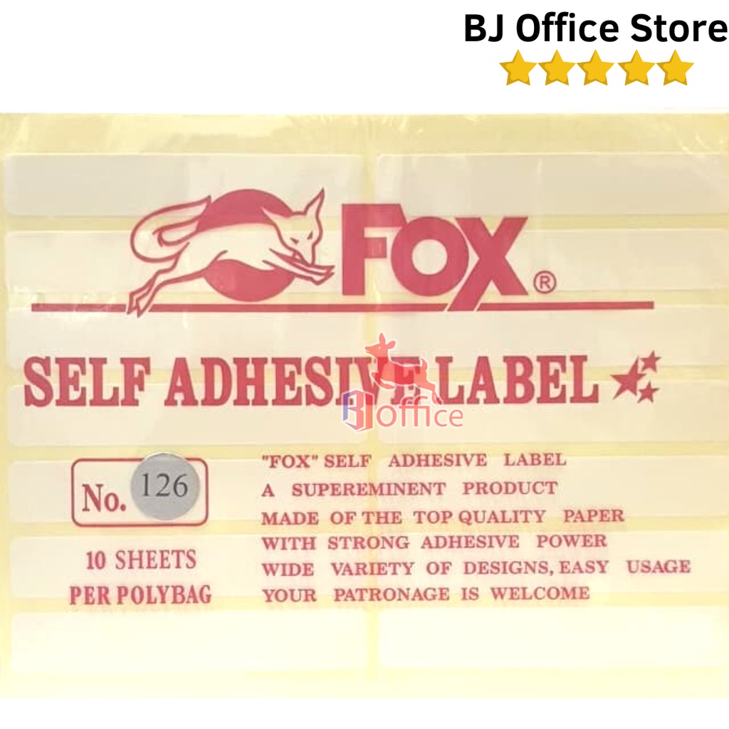 Jual Kertas / Label Stiker Fox No. 126 ukuran 17 x 100 mm | Shopee ...