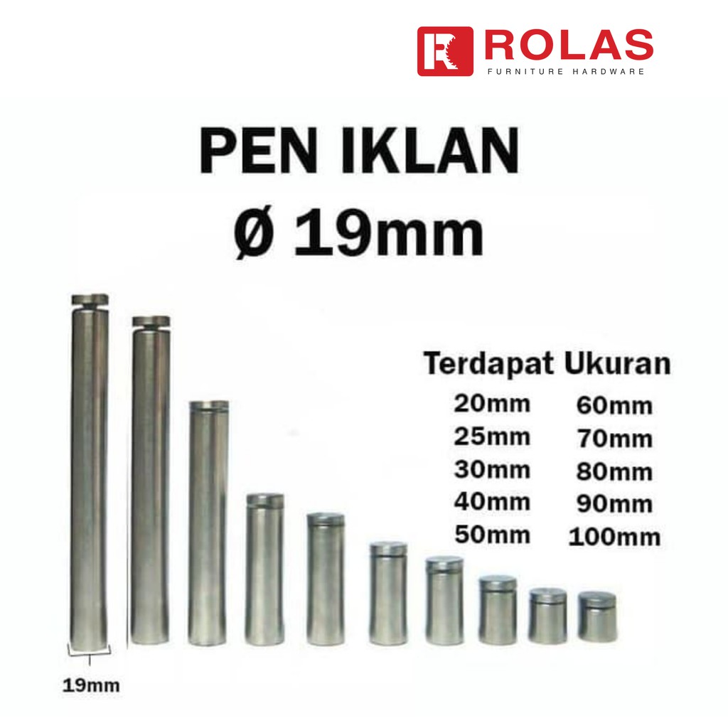 Jual Pen Iklan SS 19x100mm HUBEN / BAUT KACA / PEN IKLAN HUBEN / BAUT ...