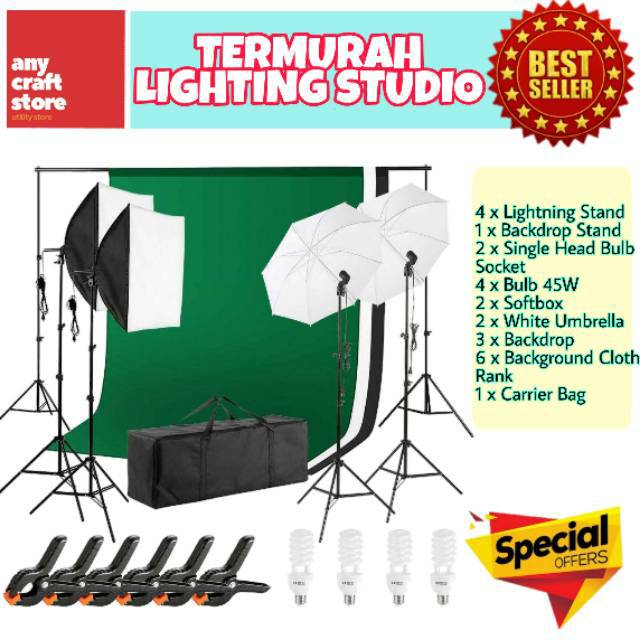 Jual Paket Hemat Lighting Studio Lengkap dengan Backdrop TAFFSTUDIO ...