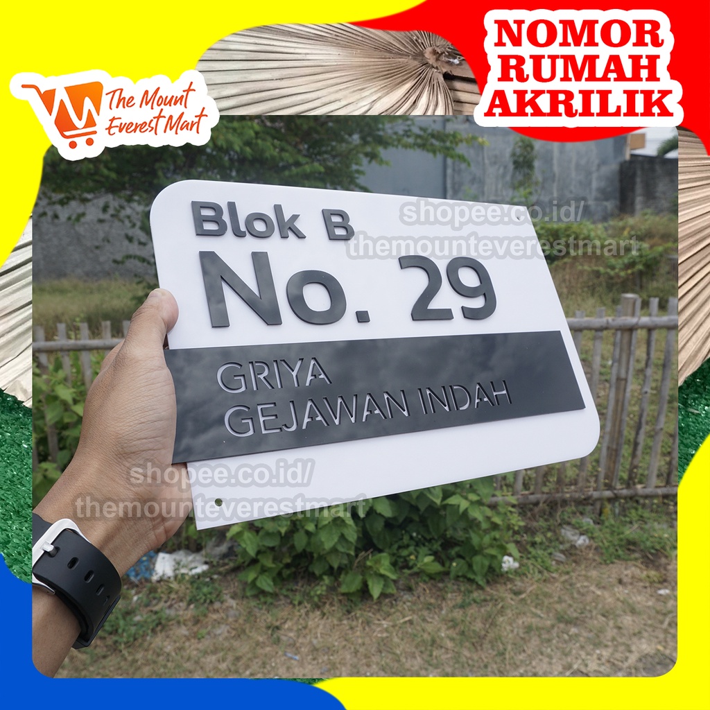 Jual Papan Nomor Rumah Akrilik Minimalis Huruf Timbul Motif Lubang ...