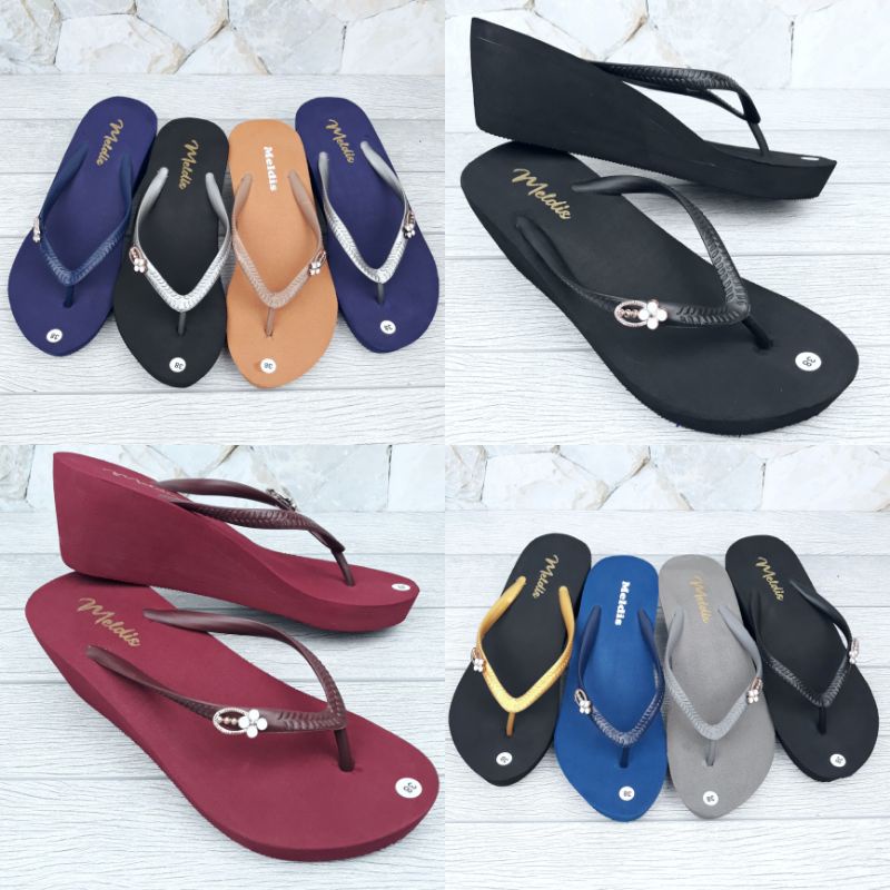 Jual MELDIS Sandal Wedges Wanita Jepit Hak 5cm Spon Sendal Jepun Bali ...