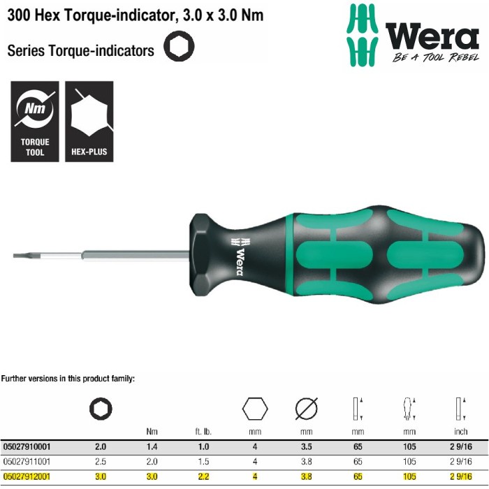 Jual Obeng Torsi Hex-Plus 3.0 mm -3.0 Nm Wera 05027912001 Torque ...