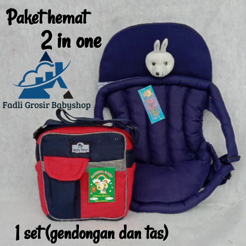 Jual paket hemat gendongan depan bayi boneka dan tas bayi marsya (2 in ...