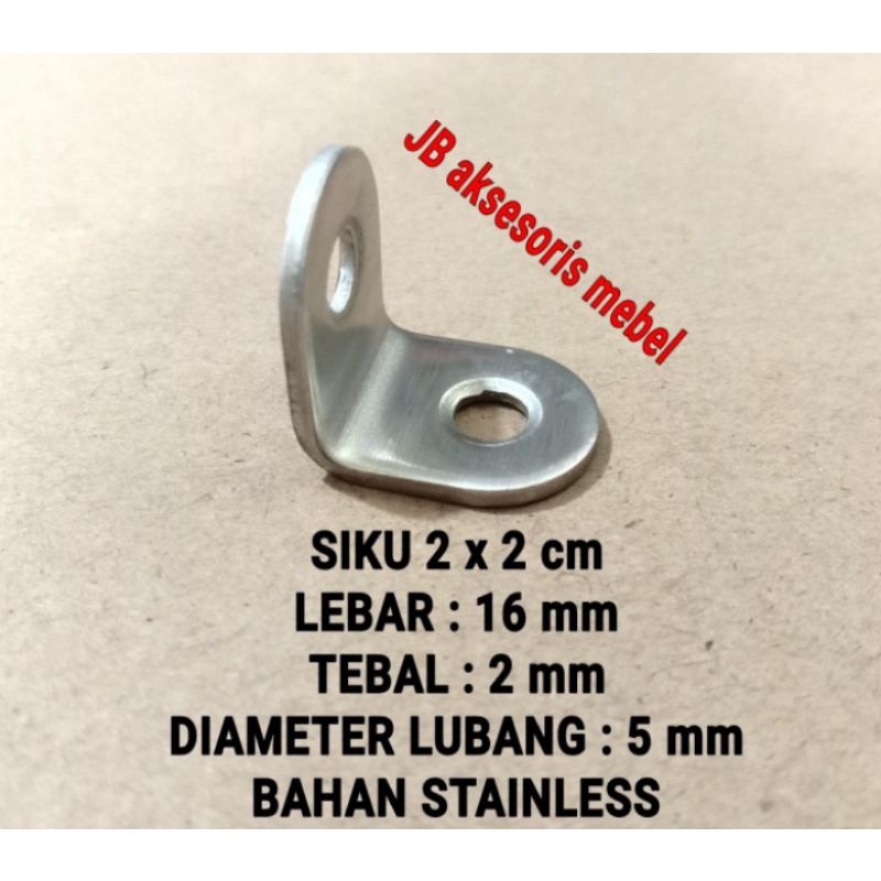 Jual PLAT SIKU RAK L 2 x 2 cm TEBAL 2 mm STAINLESS / SIKU L 2 x 2 cm ...