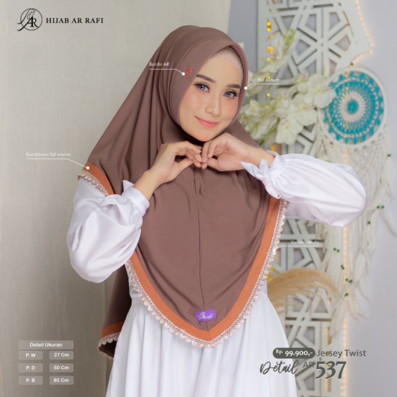 Jual Terlaris √ Hijab Jilbab Arrafi AR 537 Bergo Instan Kombinasi Renda ...