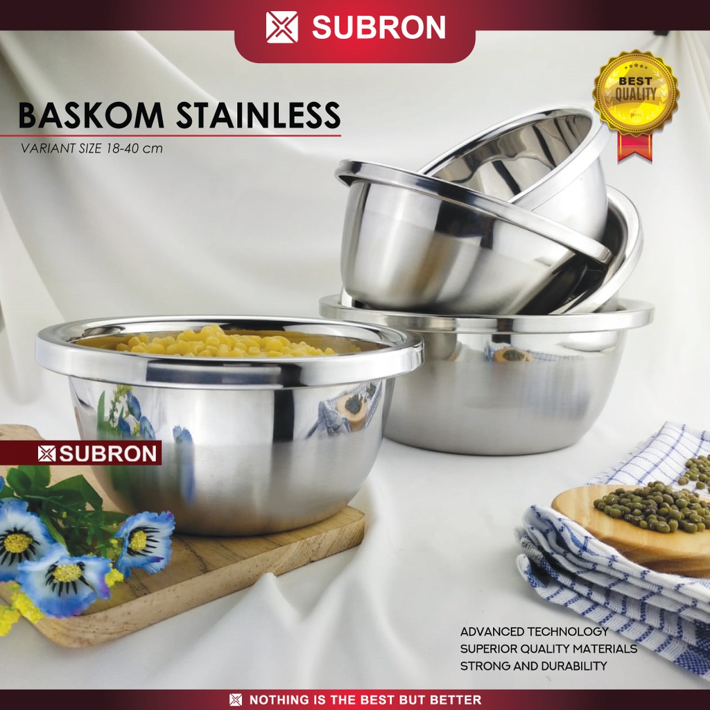 Jual SUBRON Baskom 16cm 18cm 20cm tinggi tebal Multi fungsi stainless ...