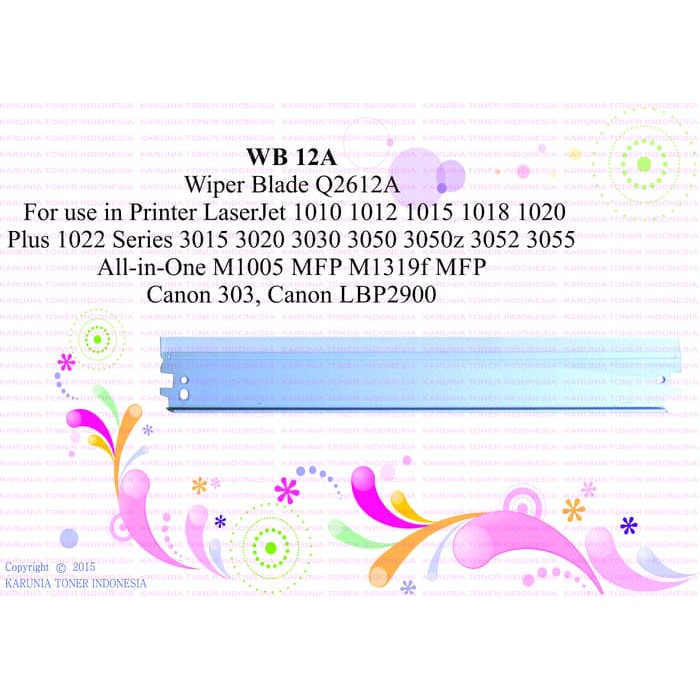 Jual Wiper Blade For HP Laserjet Q2612A 12A P1010 P1012 P1015 P1018 ...