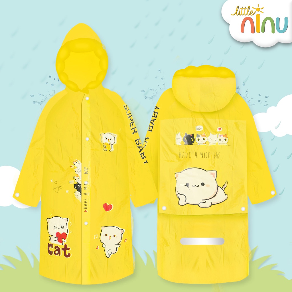 Jual LITTLE NINU Jas Hujan Anak Mantel Ponco Ransel Karakter | Shopee ...