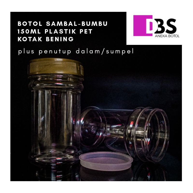 Jual BOTOL SAMBAL BULAT TINGGI 150 ML TUTUP GOLD PLUS SUMPEL PENUTUP ...
