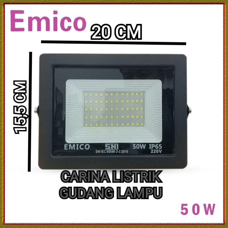 Jual EMICO Lampu sorot led 50w lampu led flood light 50 watt led tembak outdoor SNI | Shopee ...