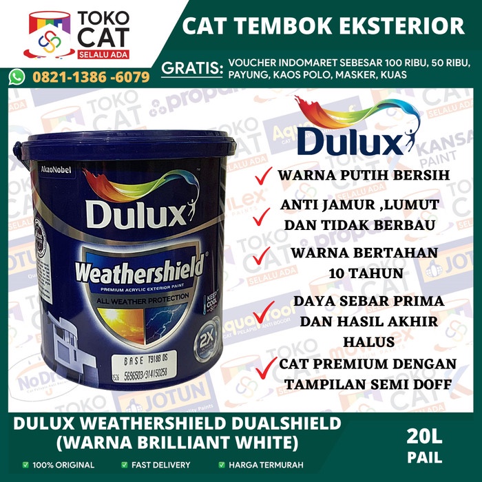 Jual Cat Tembok Eksterior Dulux Weathershield Ds Warna Brilliant White