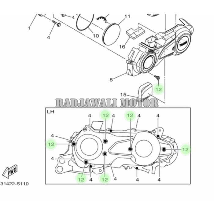 Jual OTOMOTIF SPARE PART MOTOR RJ1805 BAUT TUTUP COVER CVT AEROX 155 ...