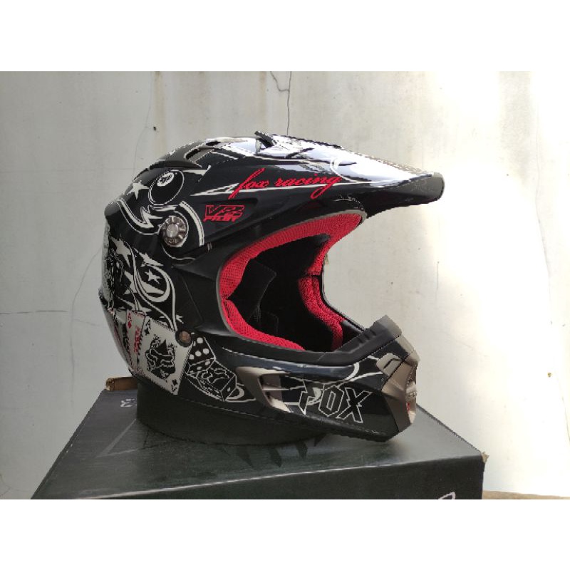 Jual HELM FOX PILOT V2 LADY CARD BLACK RED ORIGINAL helm cross ...