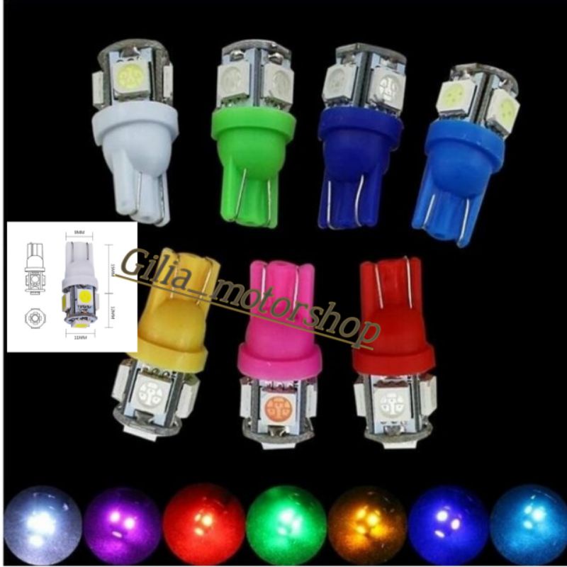 Jual Lampu LED T10 5 titik jagung sepasang Lampu Sen Senja T10 5 LED ...