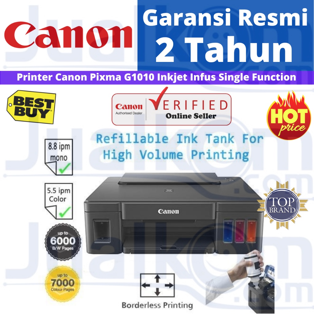 Jual Printer Canon Pixma InkJet G 1010 Print Only Resmi G1010 Infus ...