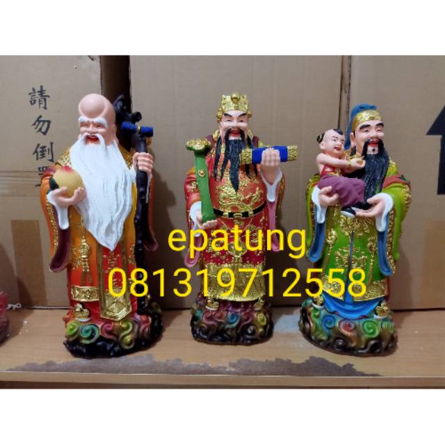 Jual patung Dewa Fuloso Fu Lo Shou dewa rejeki / tiga dewa rejeki 16 ...