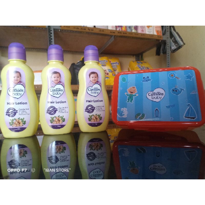 Jual CUSSONS BABY Hair Lotion Package 200ml (3 pcs Free Kotak Makan ...