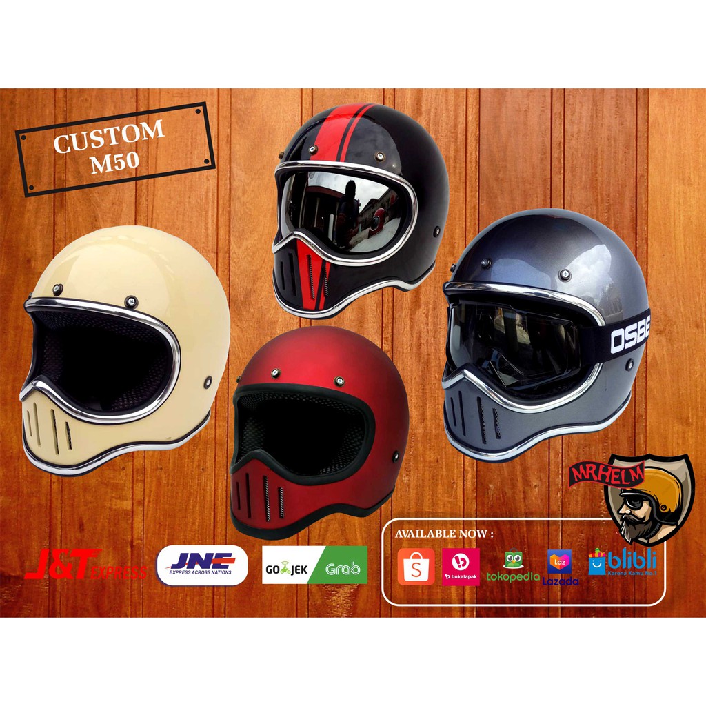 Jual HELM CUSTOM M50 RETRO / HELM CLASSIC ( MR HELM ) | Shopee Indonesia