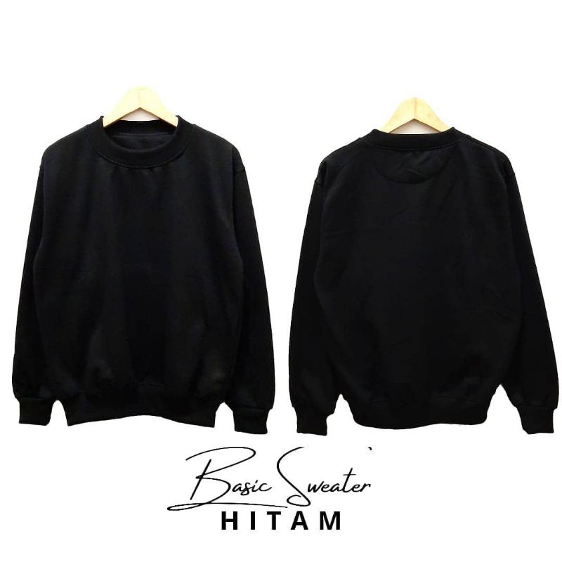 Jual [PREMIUM] CREWNECK BASIC SWEATER HITAM M - XXXL (UNISEX) | Shopee ...