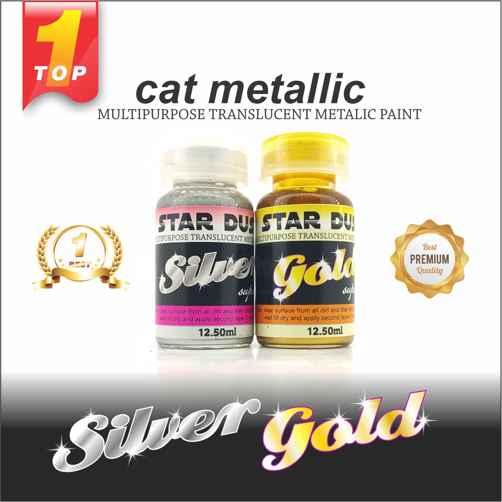 Jual cat silver gold emas chrome metallic translucent multipurpose ...