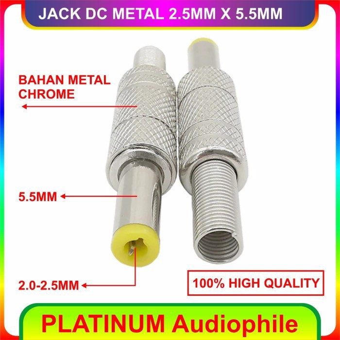 Jual JACK DC METAL CHROME JACK DC ADAPTOR 2.0 - 2.5 X 5.5 MM JDC-005M ...