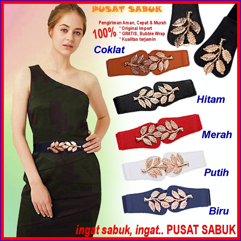 Jual Ikat Pinggang Kecil Korea Sabuk Obi Karet Belt Daun Wanita Fashion Gesper Cewek Polos ...