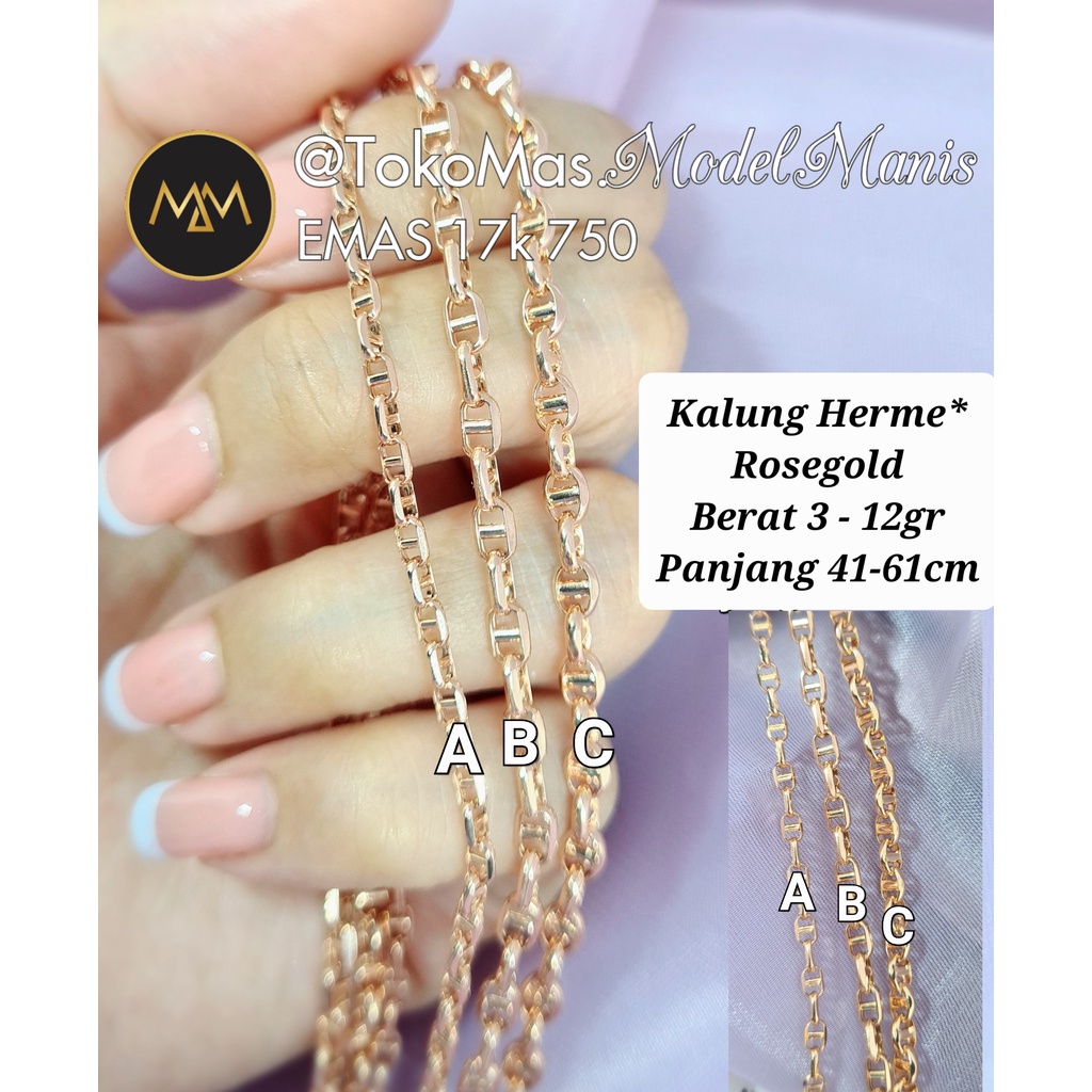 Jual kalung herme* emas rosegold 750 kadar 17k | Shopee Indonesia