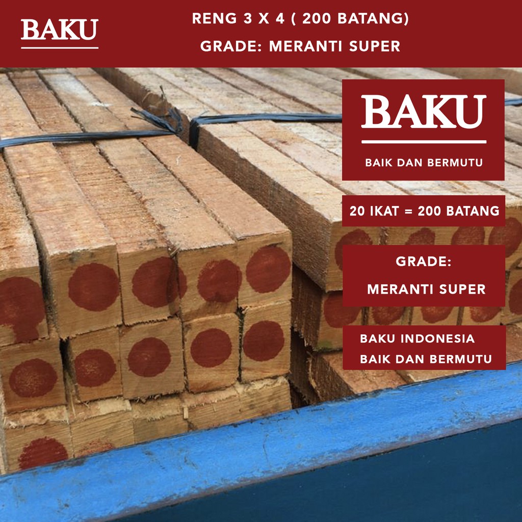 Jual Kayu Reng 3 x 4 Meranti Super (200 batang) | Shopee Indonesia