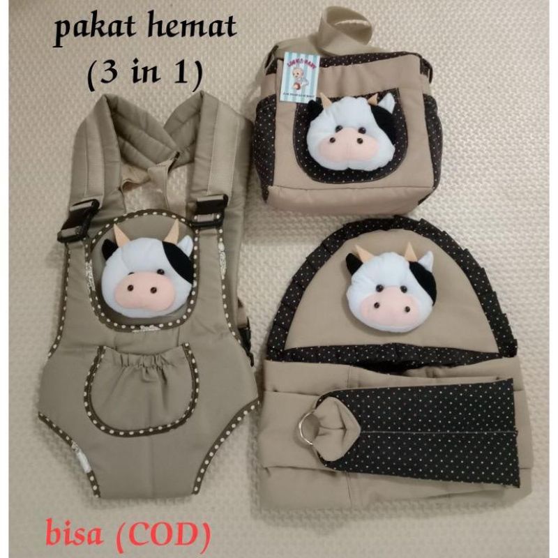 Jual gendongan bayi samping ring sling satu set paket hemat 3in1 ...