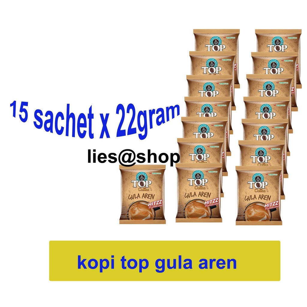 Jual kopi top gula aren 15 sachet x 22 gram (1 renteng) | Shopee Indonesia
