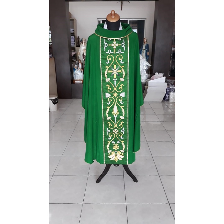 Jual Jubah Imam Katolik/Kasula Pastor/Kasula Brodir D3 Salib Batik Krah ...