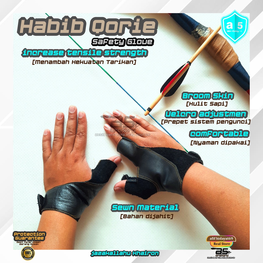 Jual Sarung Tangan Panahan Kulit Asli Tipe Habib Qorie Ukuran Dewasa ...