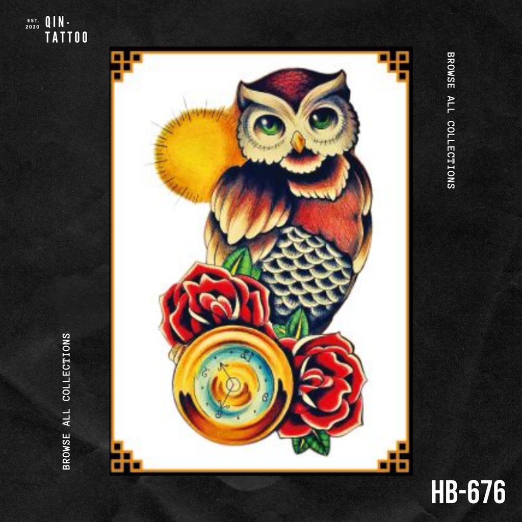 Jual Temporary Tattoo / Tato Temporer Pretty Owl 21x15 cm HB-676 | Shopee Indonesia