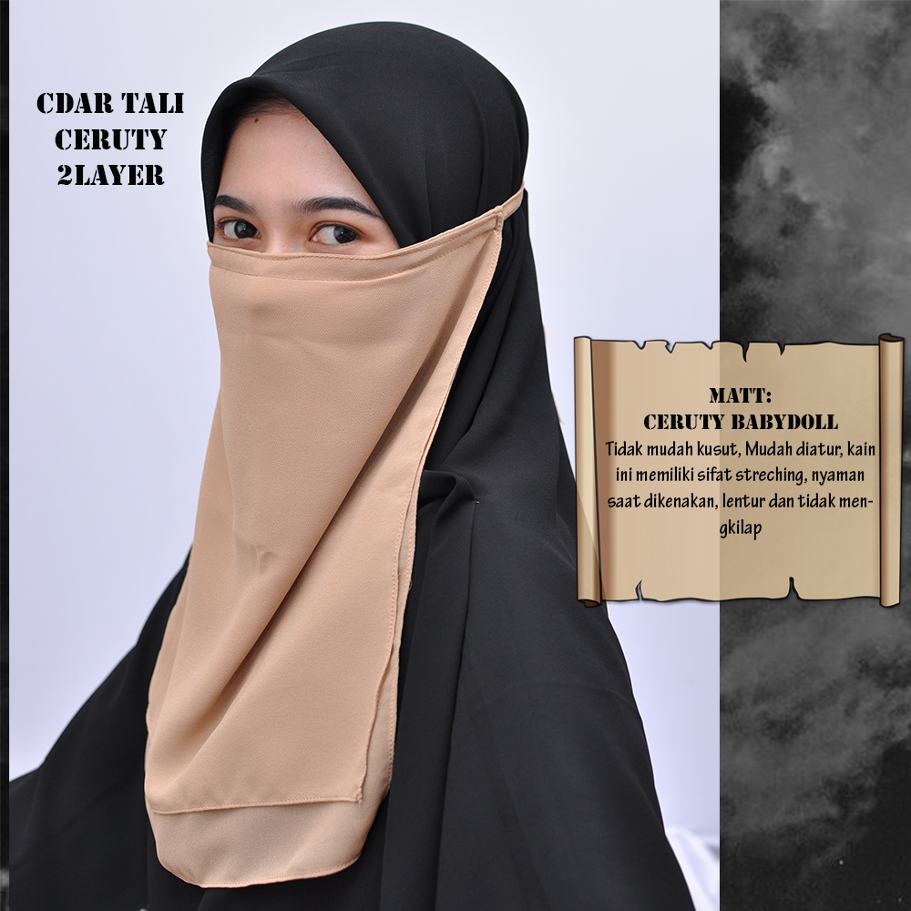 Jual Cadar Tali Polos 2Layer Ceruty Babydoll Niqab Niqob Premium High Quality Grosir Murah Ori ...