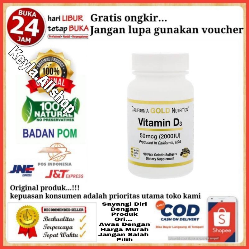 Jual California Gold Nutrition Vitamin D3 Asli Original 125 mcg 5000 IU ...