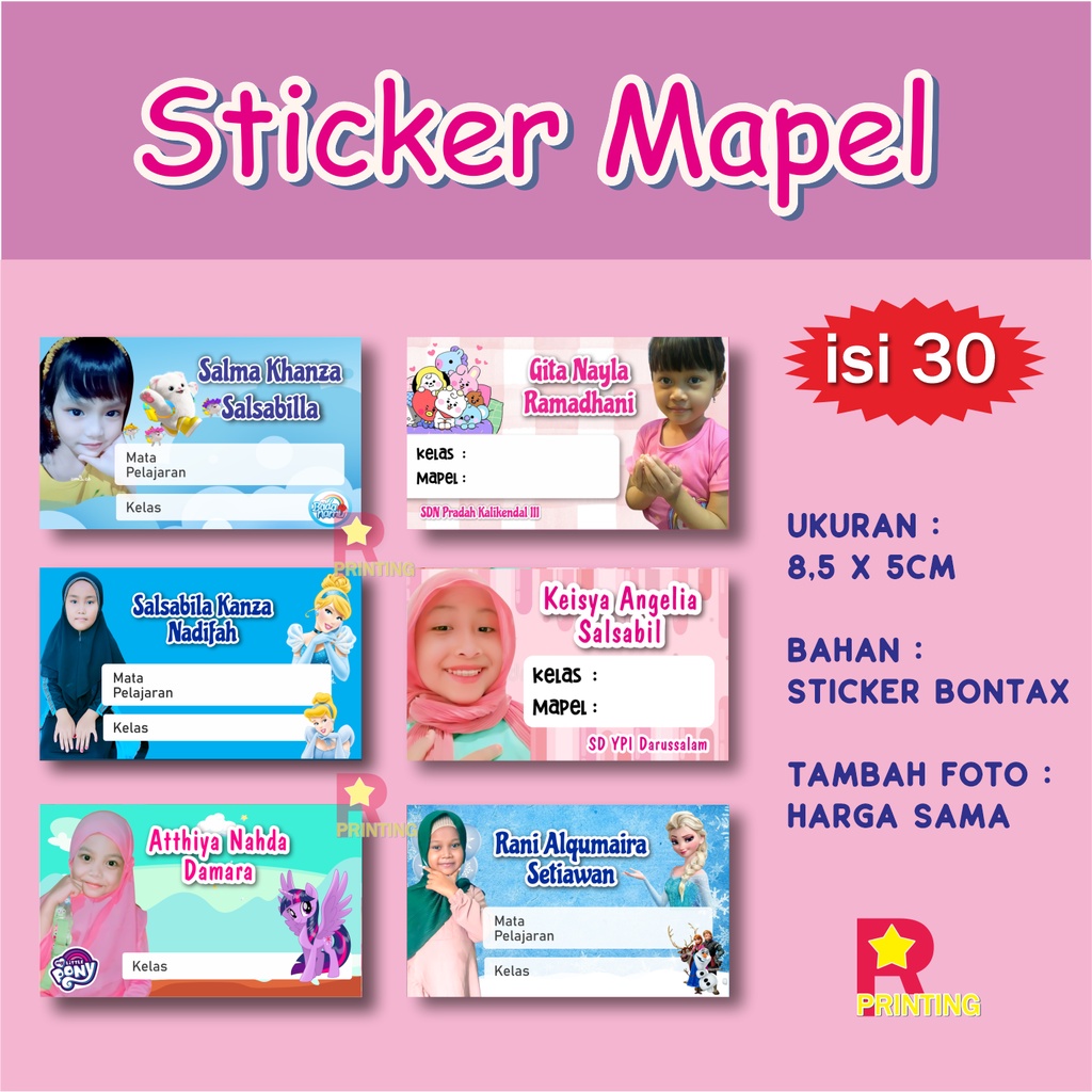 Jual Sticker mapel isi 30, Sticker Buku Mata Pelajaran Sekolah Seri ...