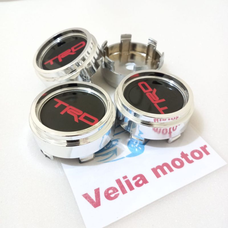 Jual dop velg racing tutup as roda silinder chrome trd diameter 6.5 cm ...