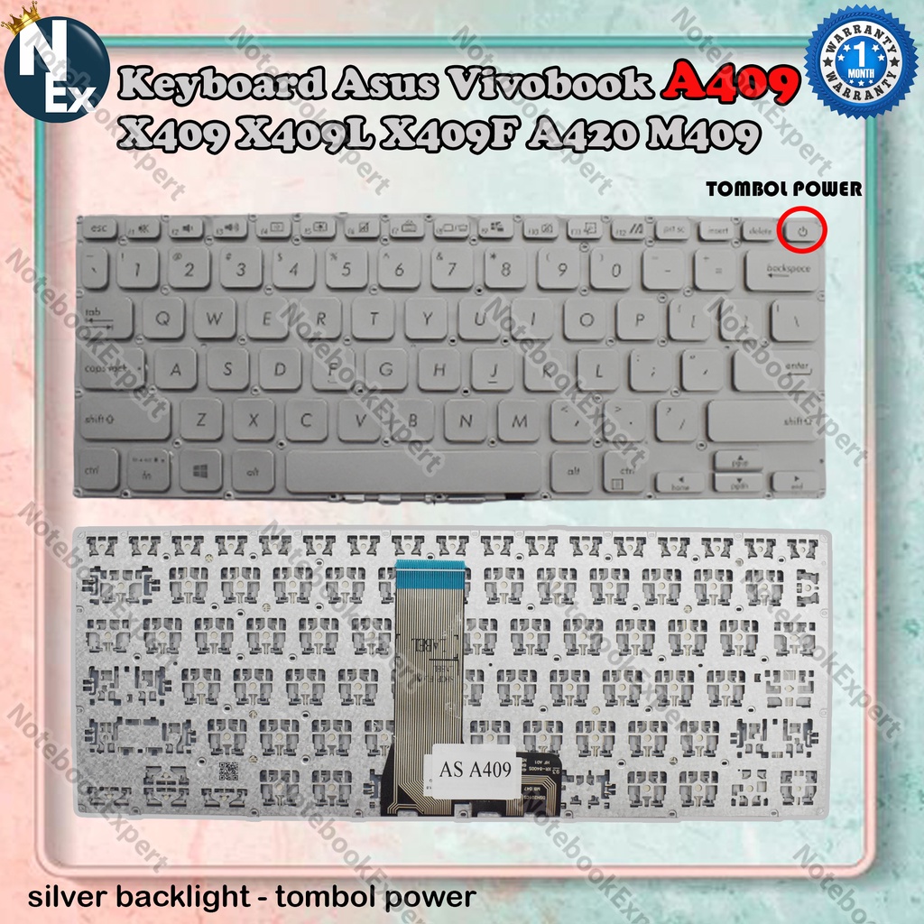 Jual Keyboard Asus Vivobook A409 X409 X409L X409F A420 M409 - SILVER ...